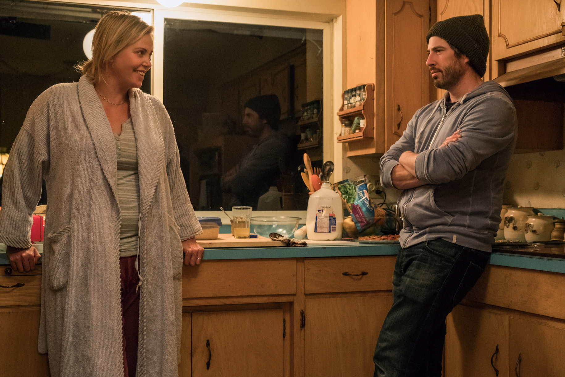 Charlize Theron and Director/Producer Jason Reitman reflect off camera ...